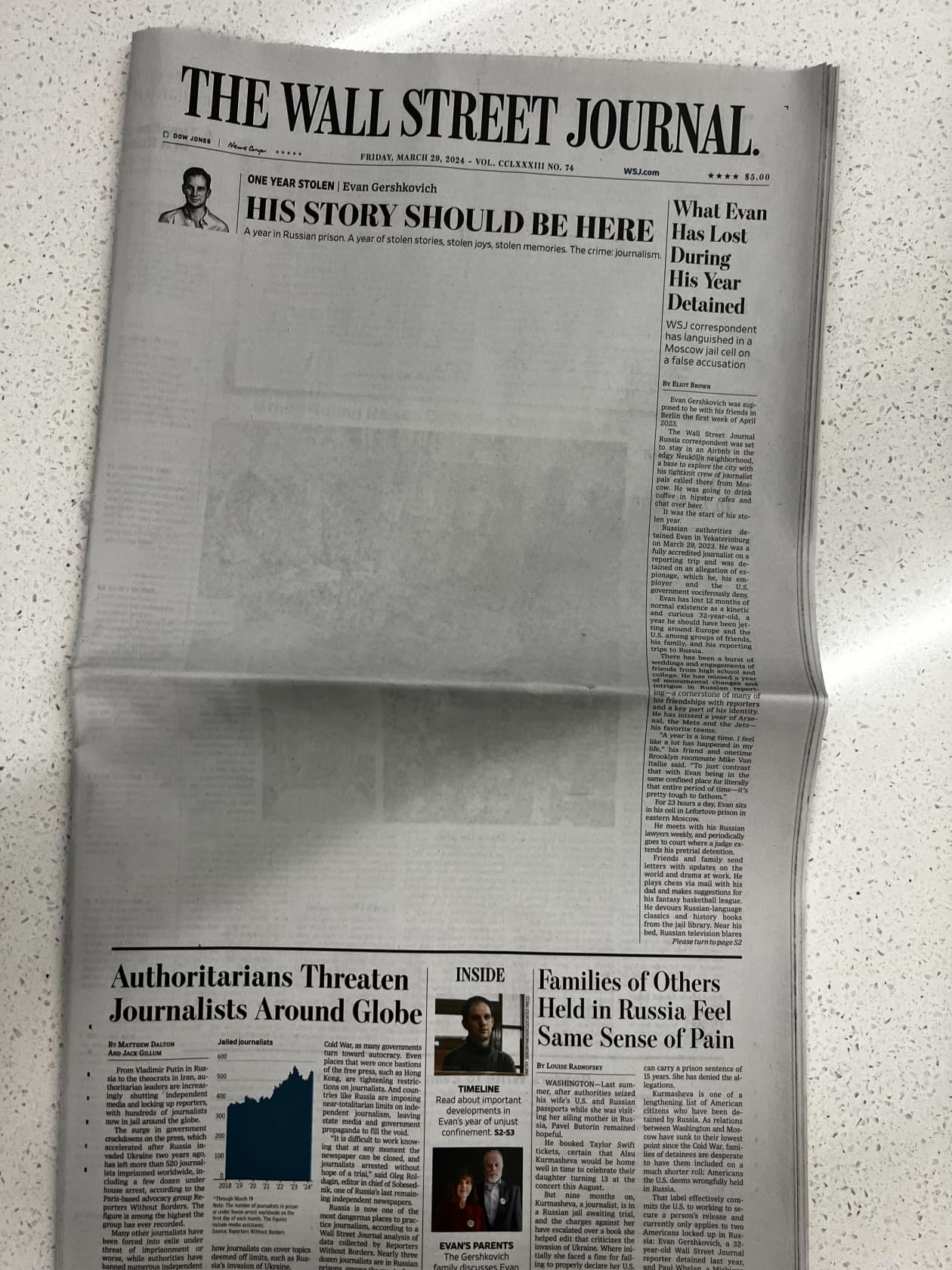 Wall Street Journal reporter’s year-old Russian captivity is a daily ...