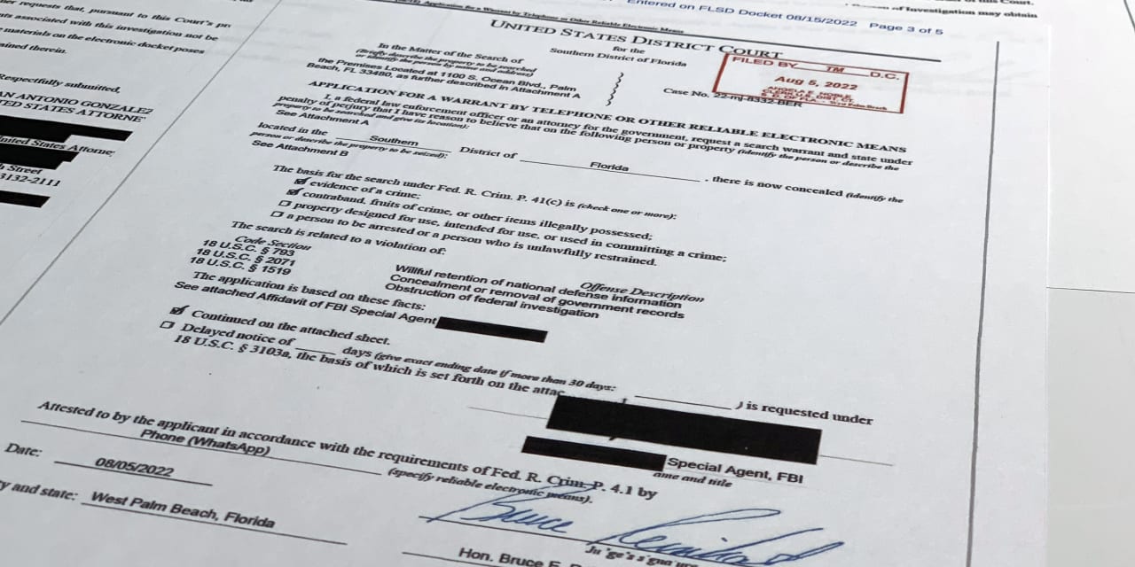 Trump seeks special master to review seized Mar-a-Lago documents - MarketWatch