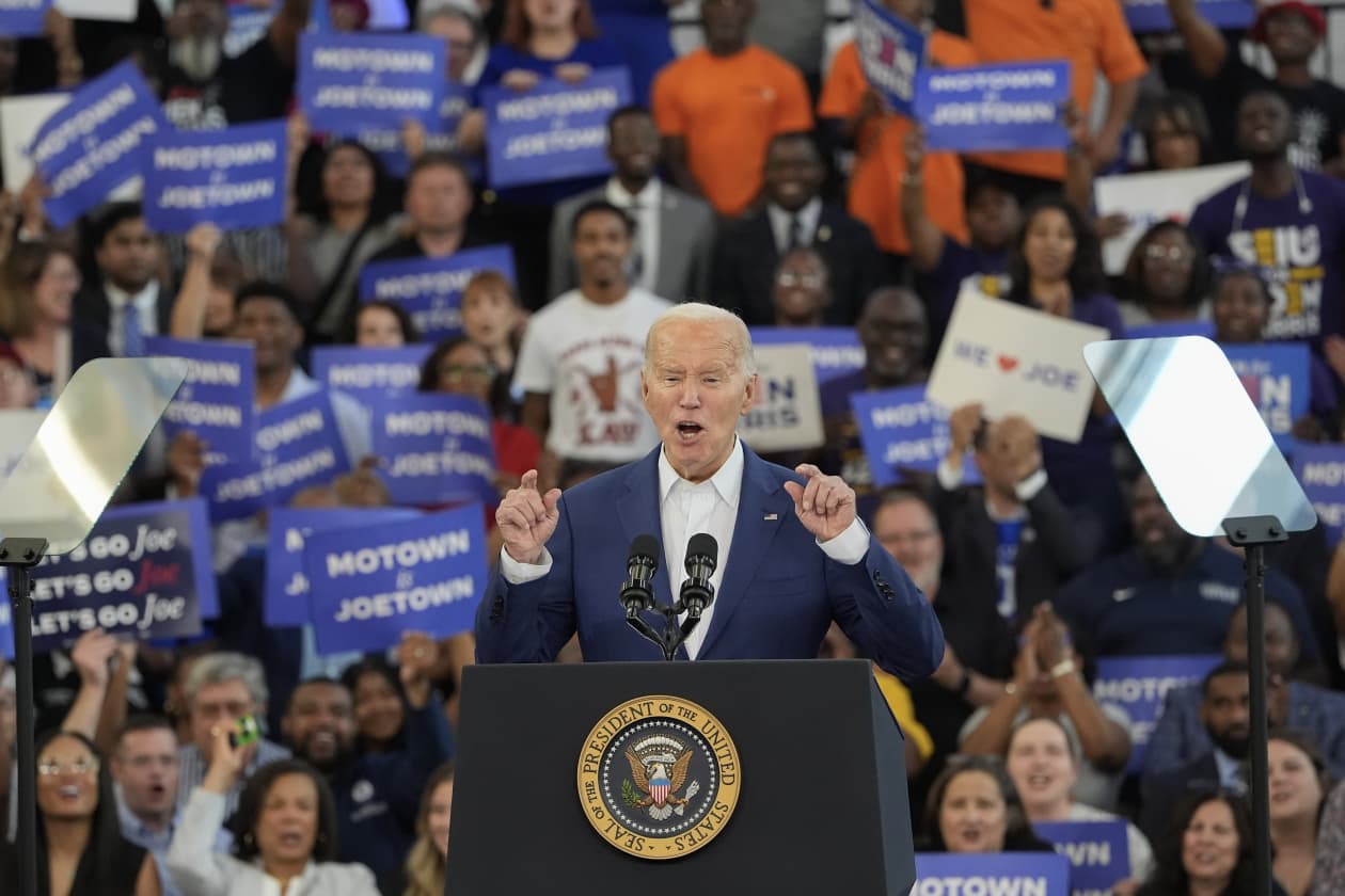 Biden tells rally audience in Detroit that he’s not anti-business, just ...