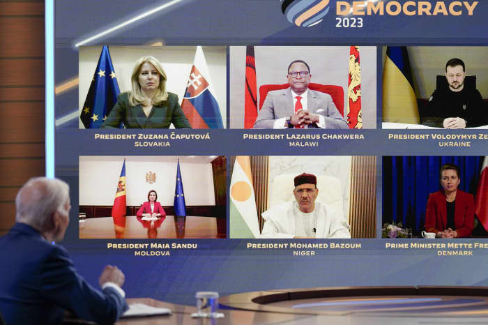 Biden adopts more hopeful tone after lamenting in recent years a global ...