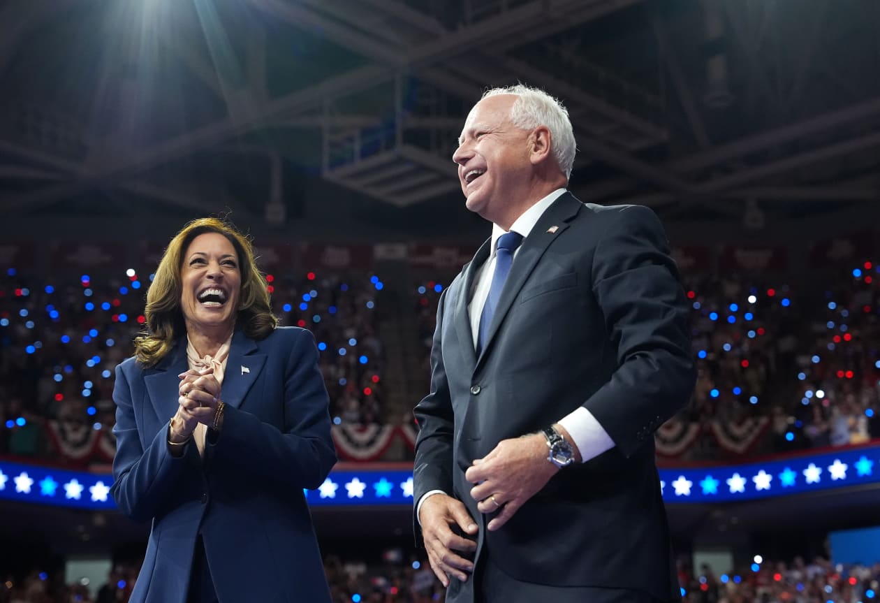 Harris introduces Tim Walz as her running mate at raucous Philadelphia ...