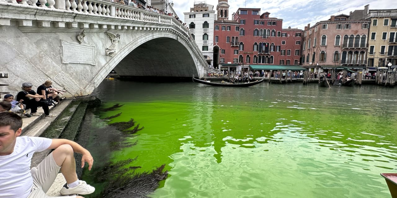 Source of mysterious patch of green liquid apparently spilled in Venice’s Grand Canal reportedly ...
