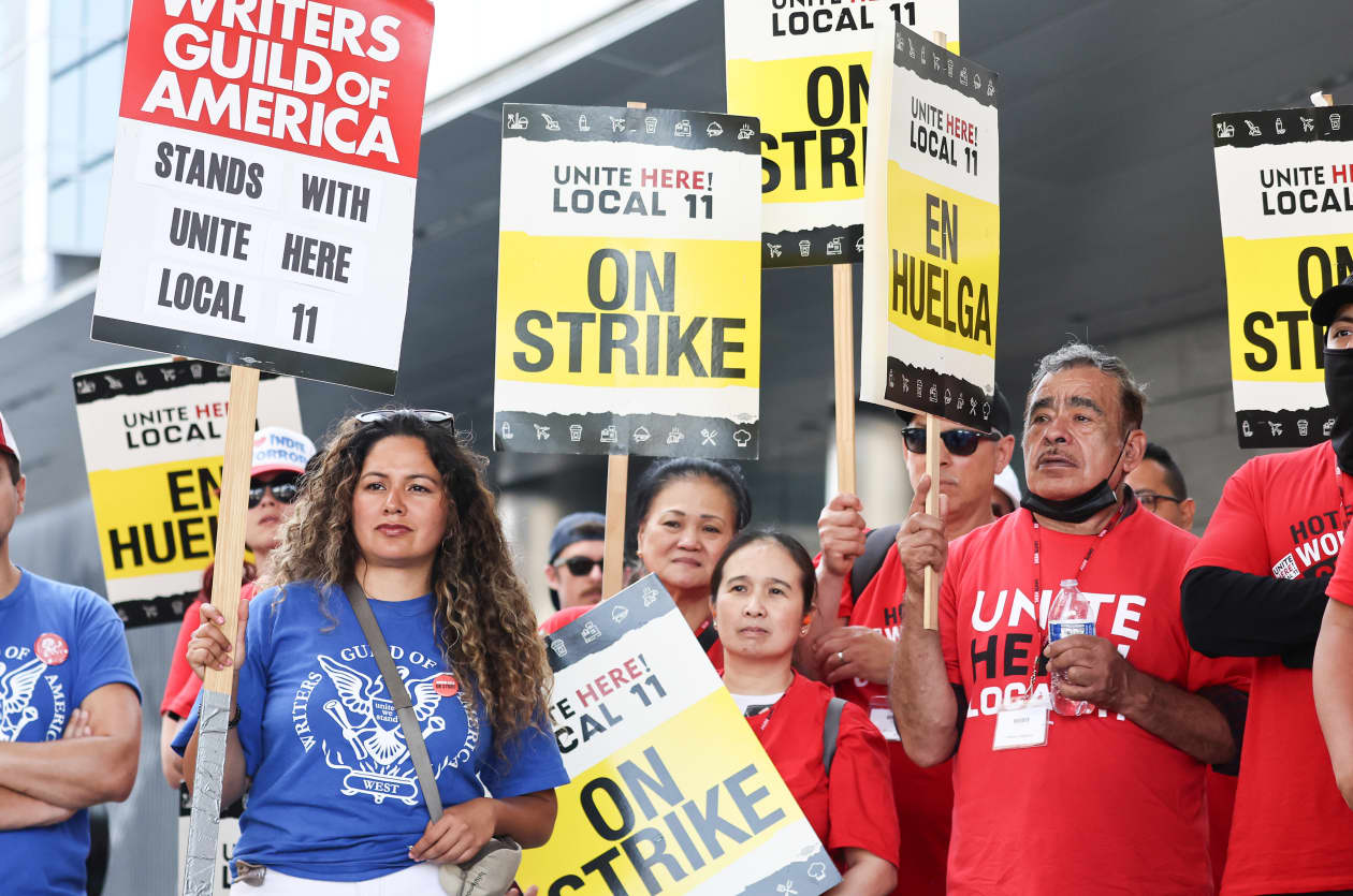 Actors, writers, hotel housekeepers and grad-student workers are all striking for the same ...